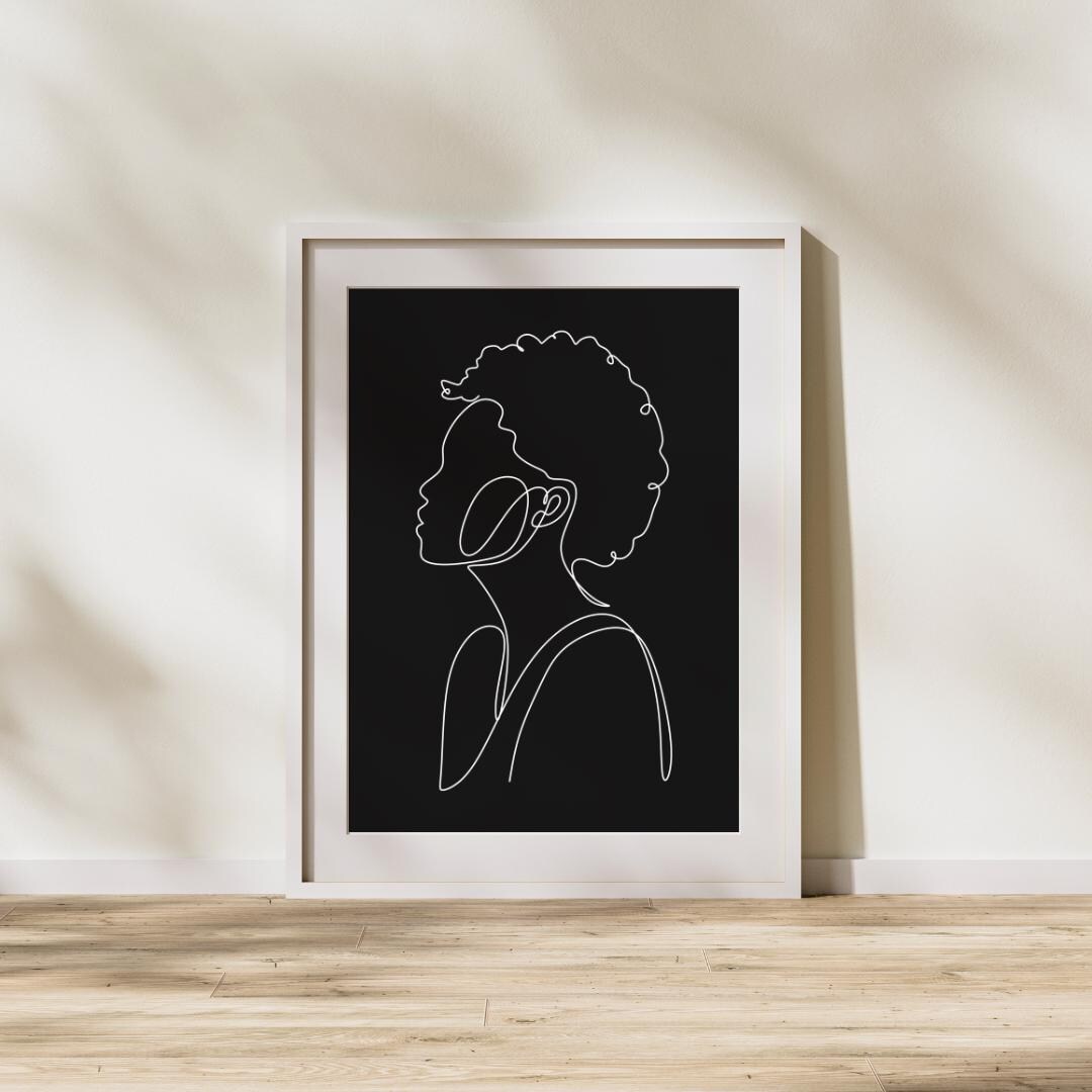 Minimalist African American Woman Line Art Print (digital Download) - Etsy