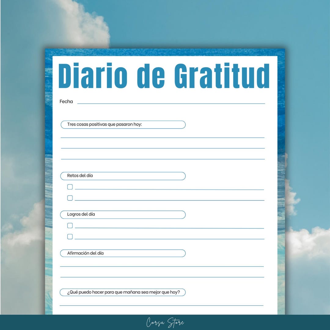 Spanish Gratitude Journal Printable Daily Mindfulness Self-care in ...