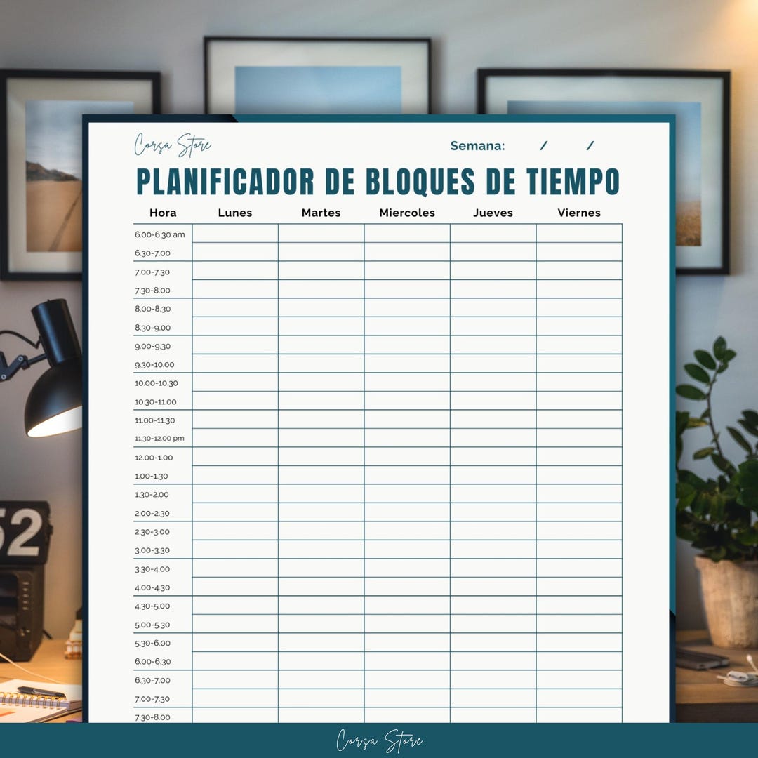 Spanish Hourly Weekly Planner Printable Time Blocking Schedule Monday ...