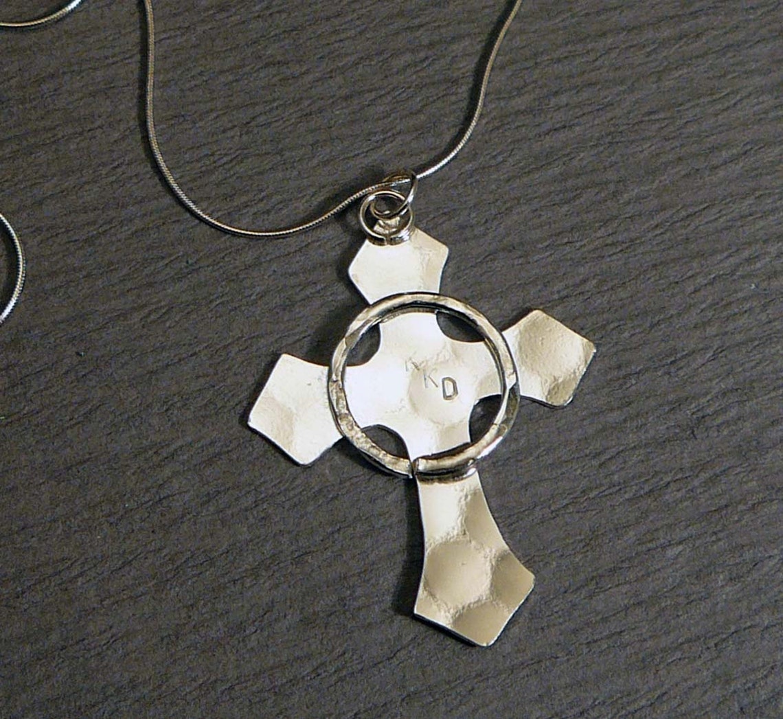 Textured sterling silver Celtic cross handmade necklace | Etsy