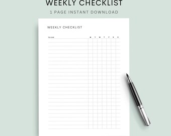 Printable Minimalist Weekly Checklist - Etsy
