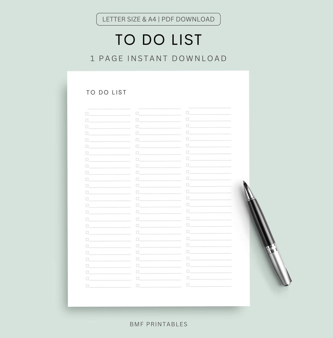 To Do List Printable, Tasks Tracker Template, Tasks Planner, Minimalist ...