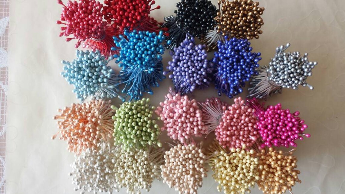 1 Bundle of Double Sided Pearl Cone Tip Floral Stamen (you Pick the ...