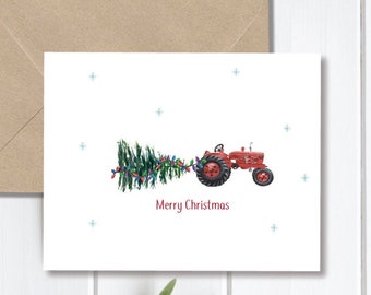 Tractor Christmas Cards - Etsy