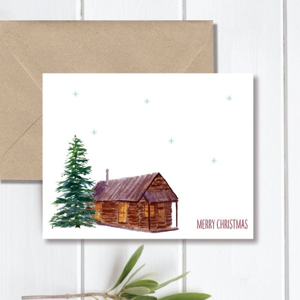 Log Cabin Christmas Cards - Etsy