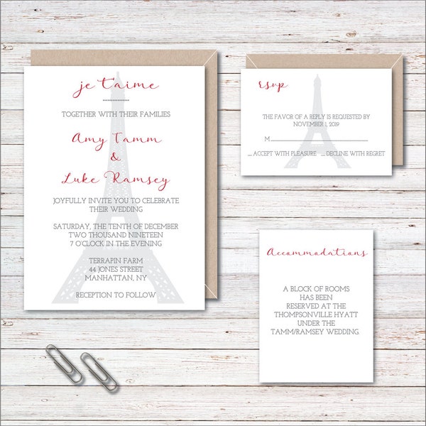 Paris Wedding Invitations - Etsy