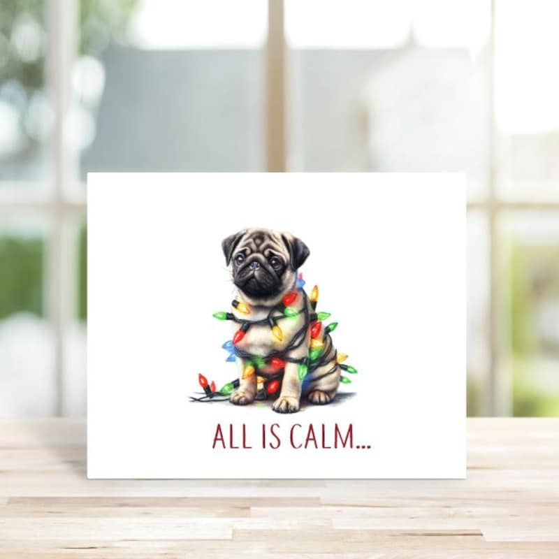 Handmade Pug Christmas Card - Etsy