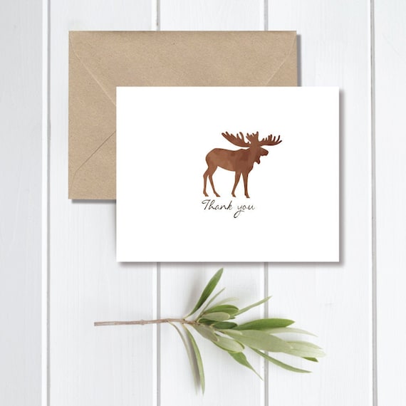 Moose Thank You Cards Moose Note Cards Moose Moose Cards | Etsy