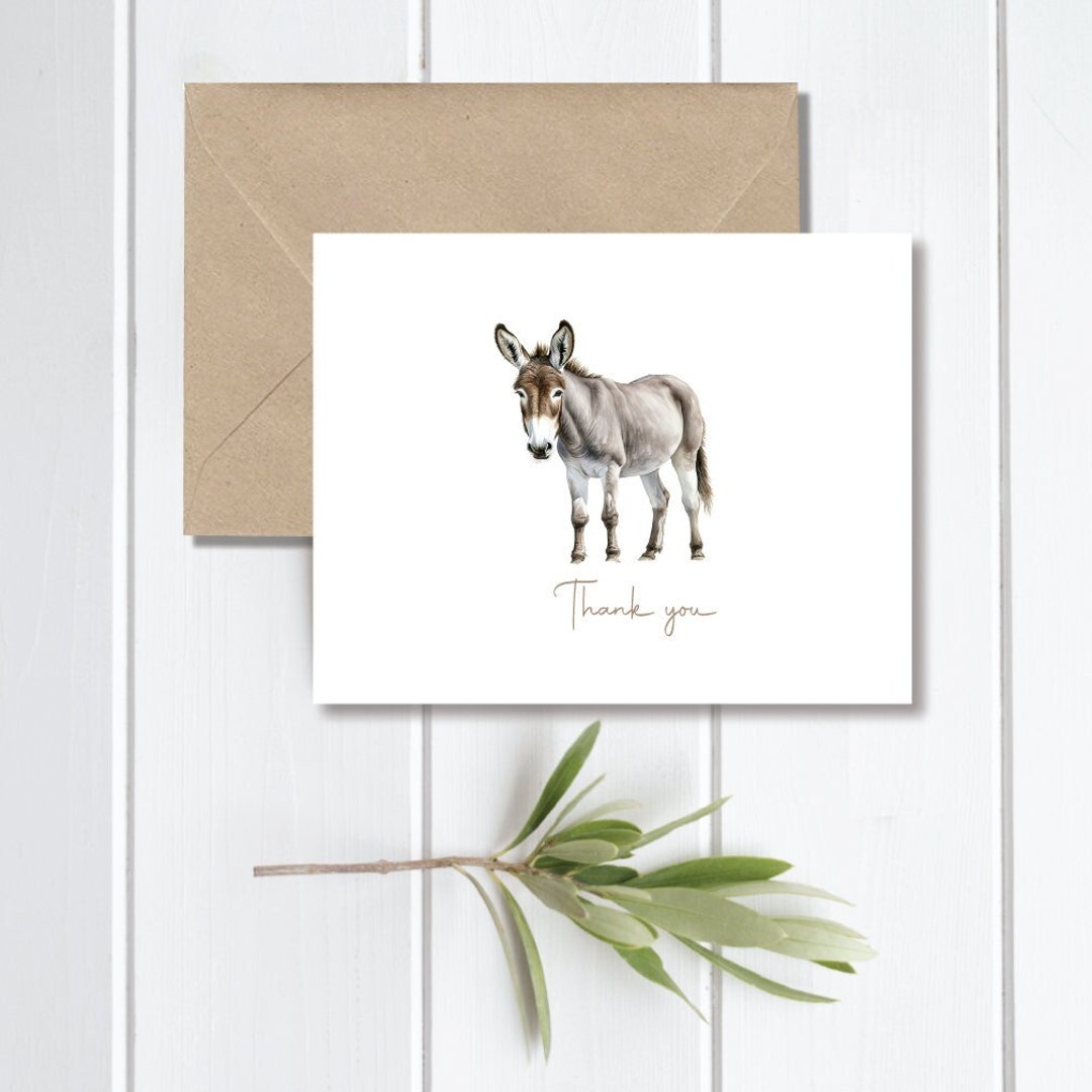Donkey Thank You Cards, Donkey Note Cards, Horse Cards, Equestrian ...