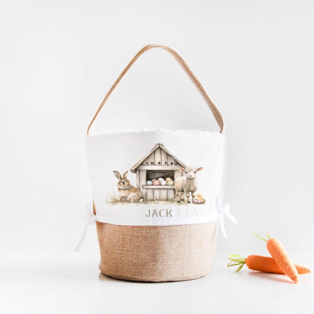 Easter Basket, Egg Hunt, Personalized Easter Basket, Easter Bag, Rabbit ...