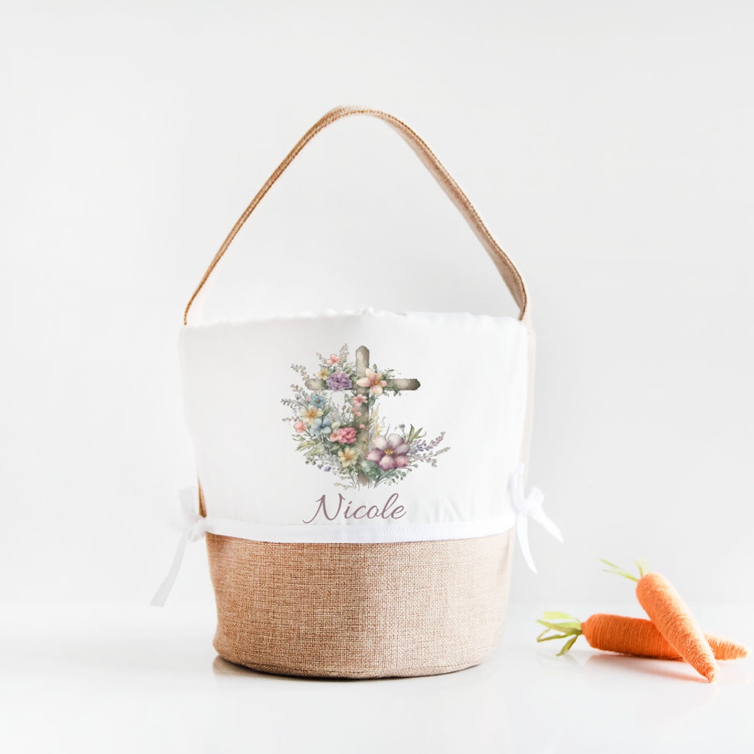 Easter Basket, Cross, Religious Easter Basket, Personalized Easter ...