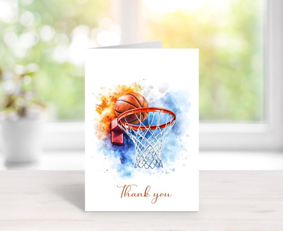 Thank You Cards, Basketball Themed Cards, Basketball Thank You Cards ...