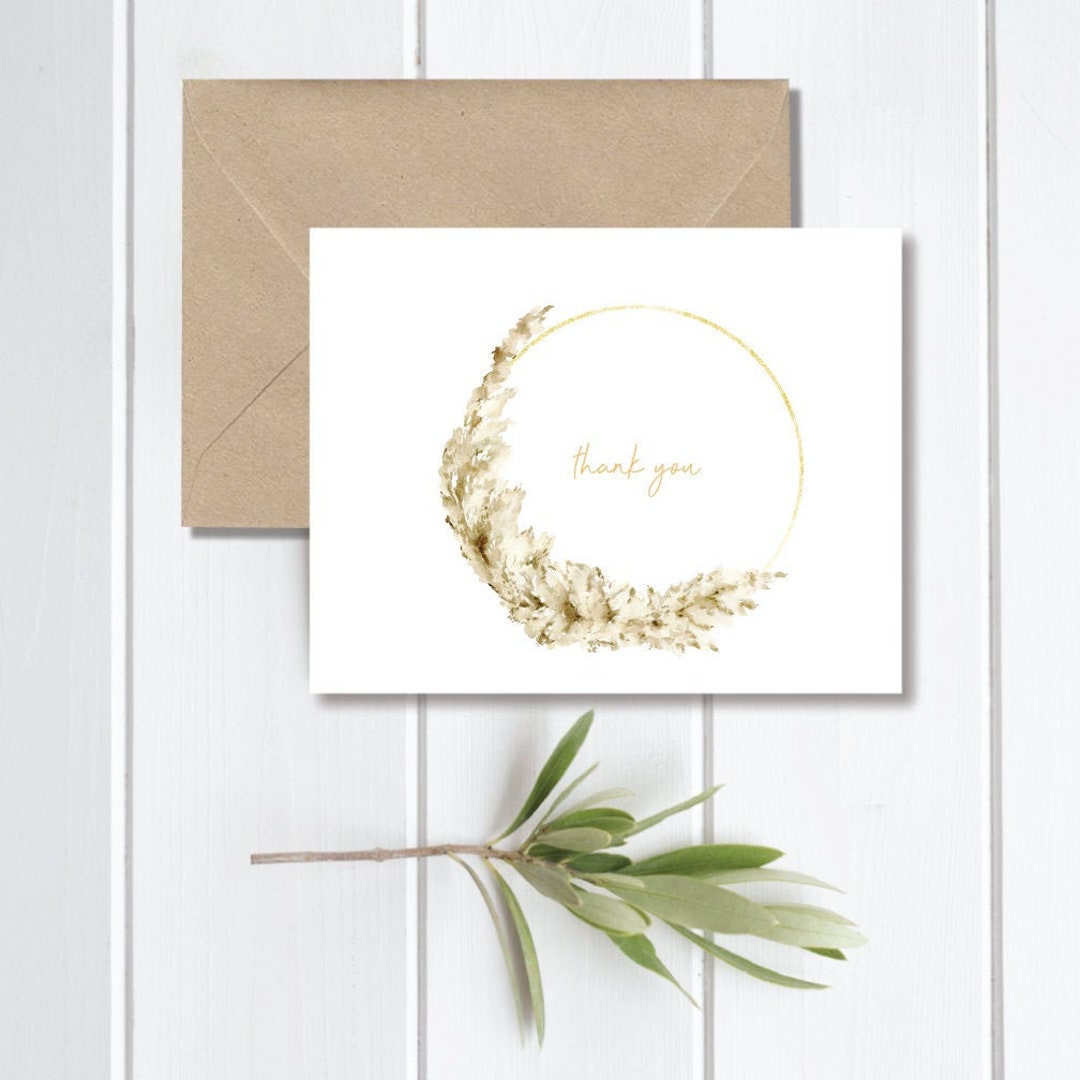 Thank You Cards, Boho Thank You Cards, Thank You Notes, Wreath, Boho ...