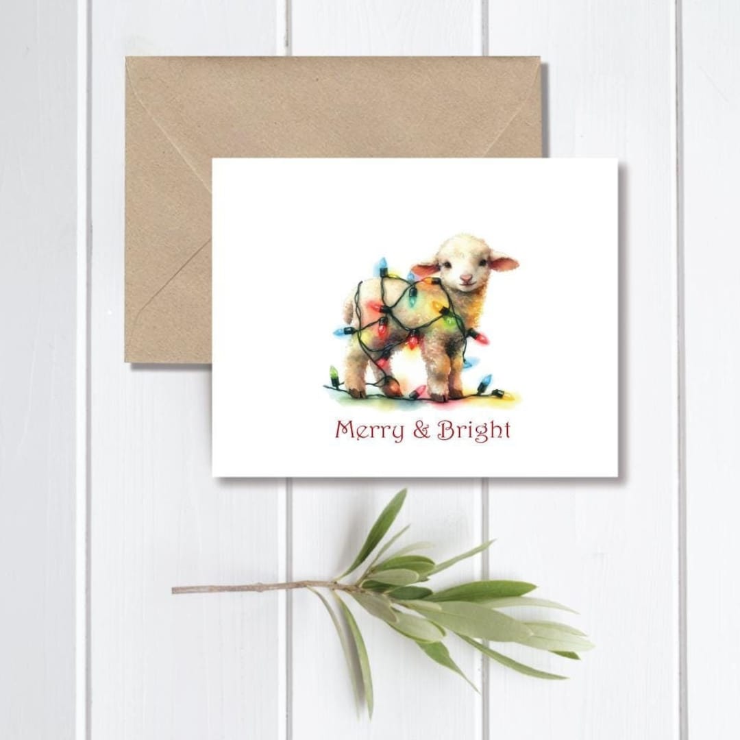 Lamb Christmas Cards, Lamb, Holiday Card Set, Sheep, Farm Animals ...