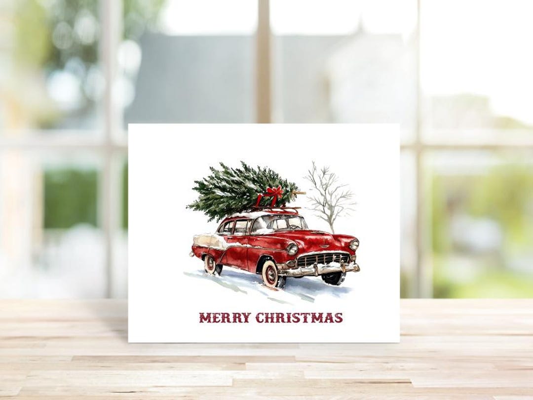 Watercolor Classic Car Christmas Cards: Handmade Holiday Card Set - Etsy