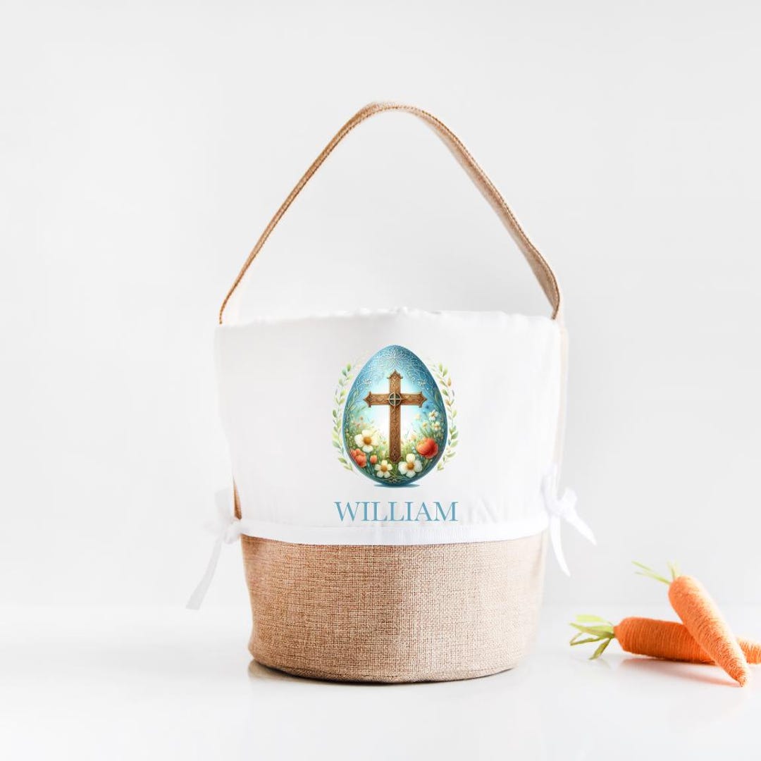 Easter Basket, Cross, Religious Easter Basket, Personalized Easter ...