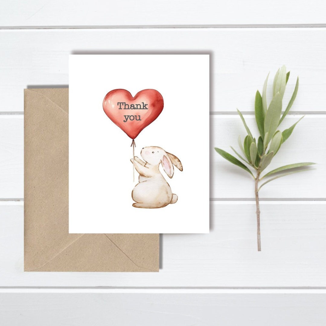 Rabbit Thank You Cards, Rabbit Note Cards, Rabbit, Baby Thank You Cards ...
