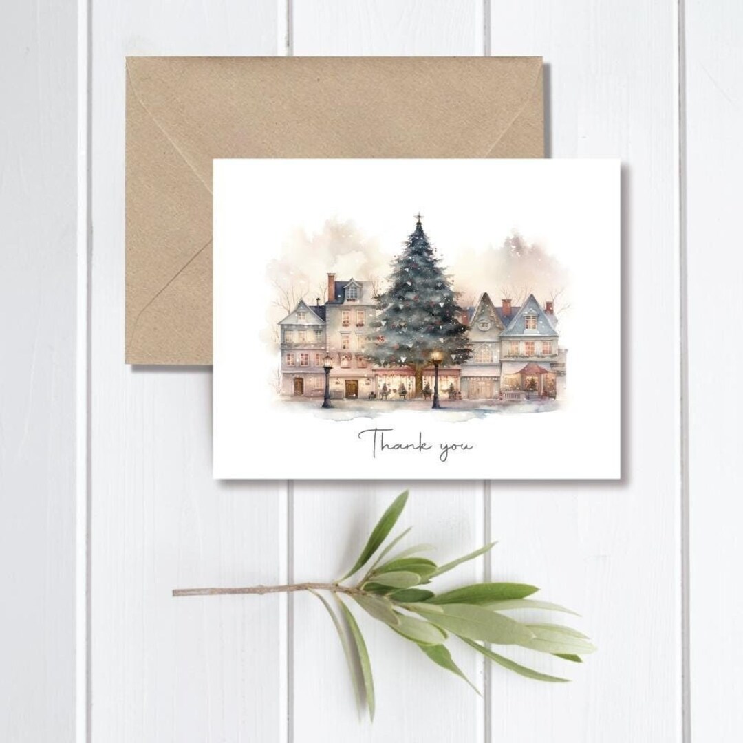 Thank You Cards, Christmas Thank You Cards, Watercolor, Cards, Boho ...