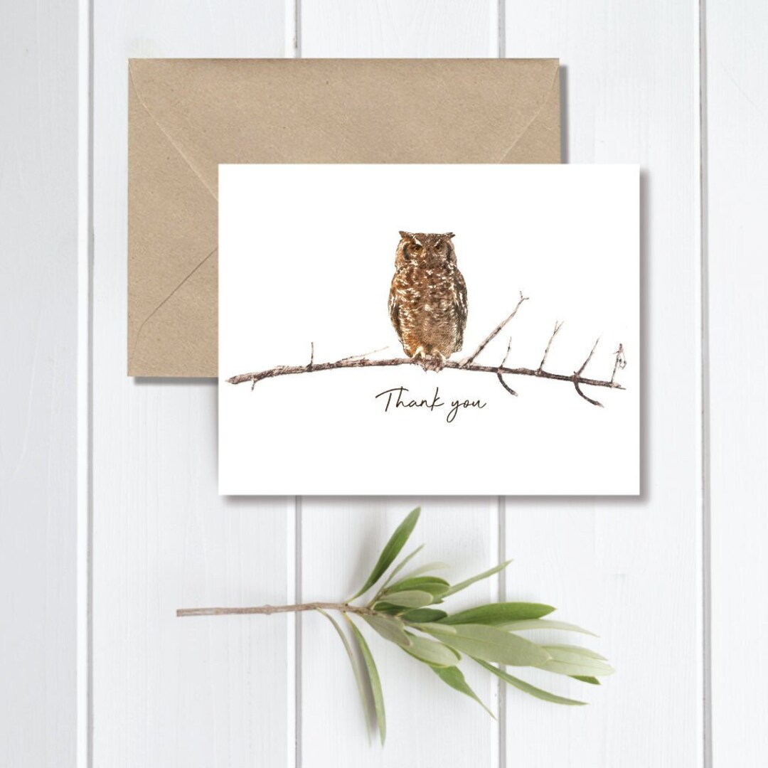 Owl Thank You Cards, Owl Note Cards, Owls, Owl Cards, Owl Lovers, Thank ...