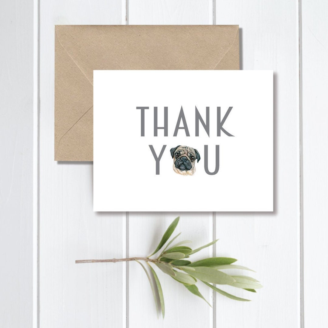 Pug, Pug Breed, Pug Thank You Cards, Thank You Cards, Pug Lovers, Pug ...