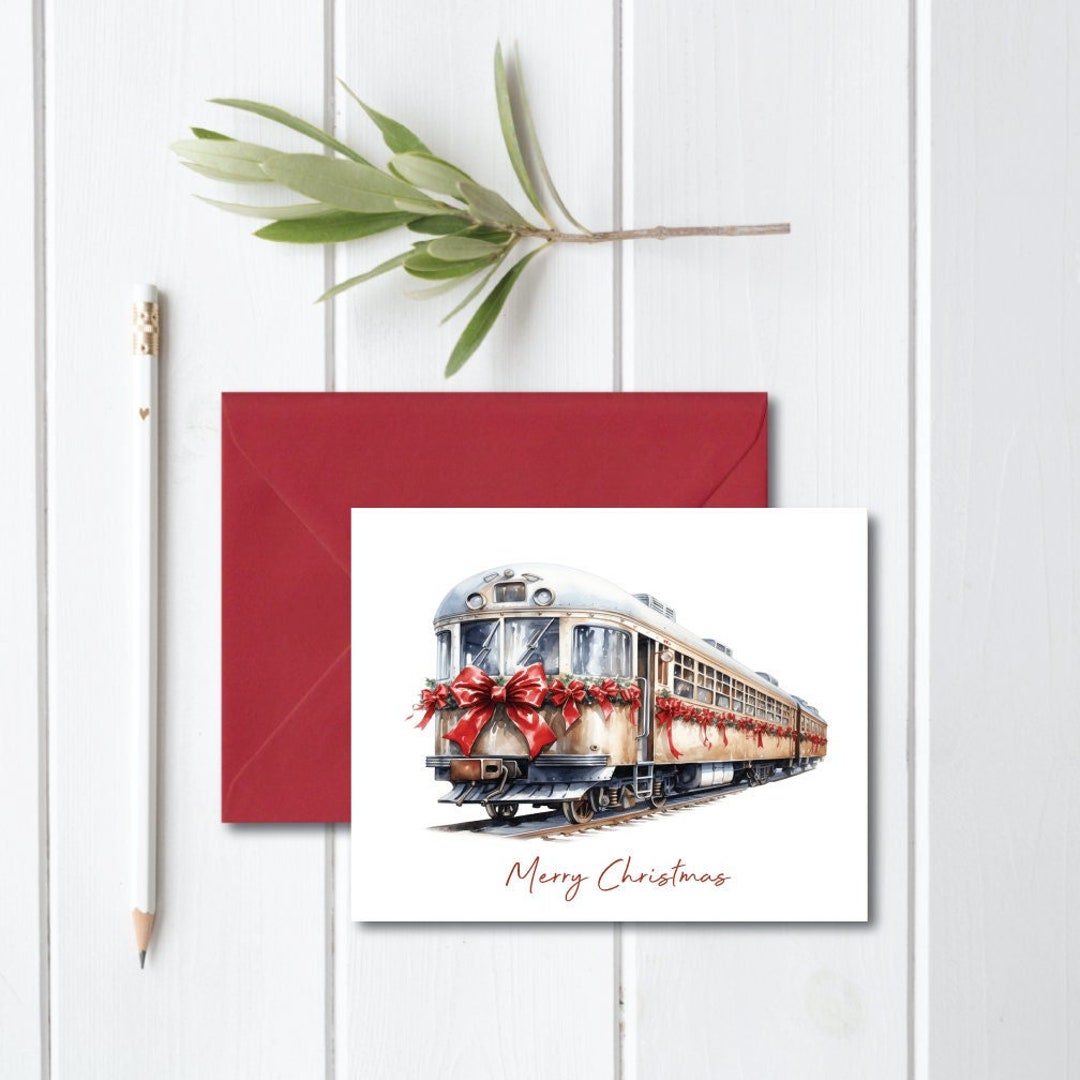 Christmas Cards, Holiday Cards, Watercolor, Train Christmas Cards ...