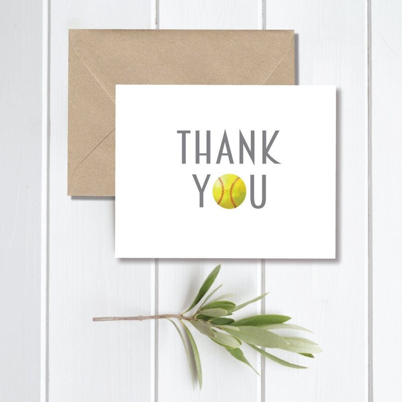 Thank You Cards Softball Themed Cards Softball Thank You - Etsy
