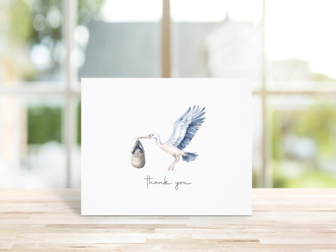 Baby Thank You Cards, Stork, Stork Cards, New Baby, Baby Announcements ...