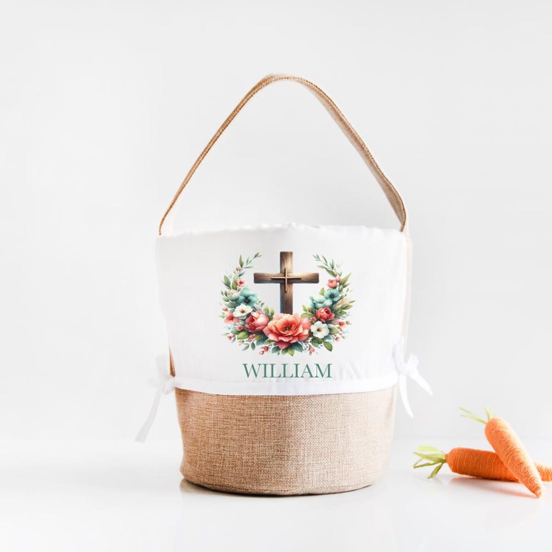 Easter Basket, Cross, Religious Easter Basket, Personalized Easter ...