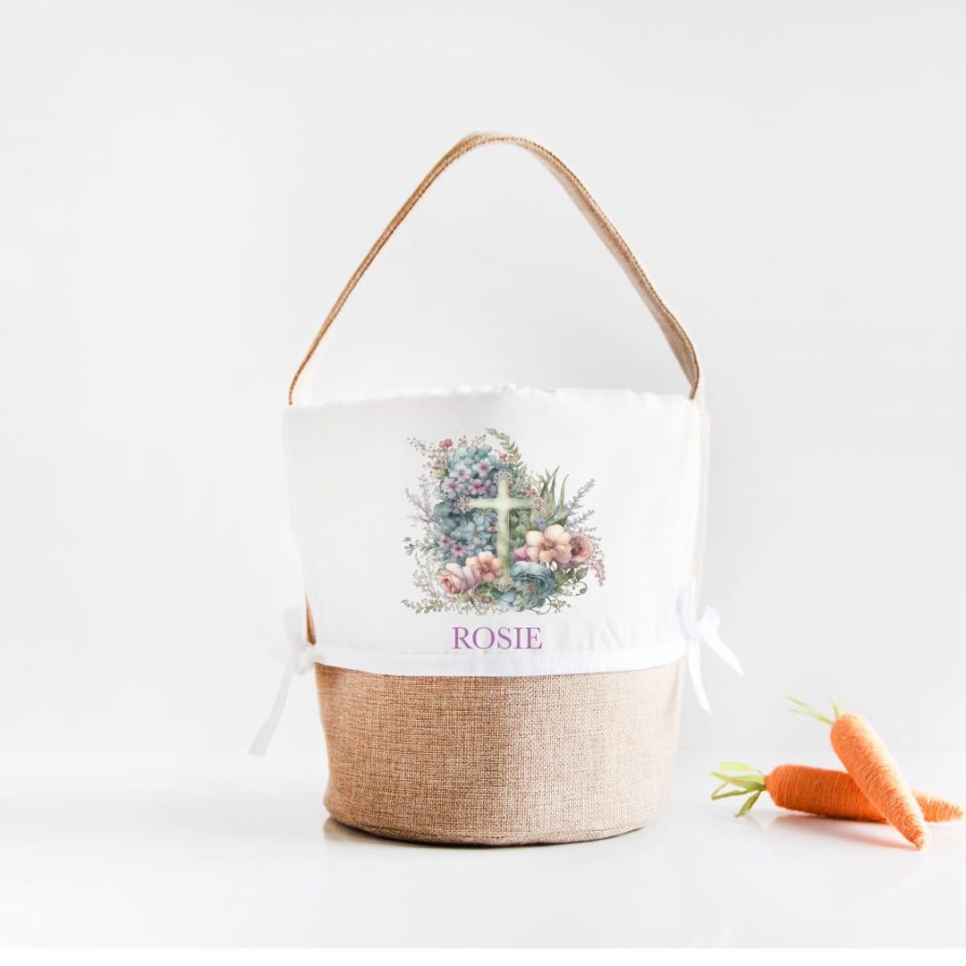 Easter Basket, Cross, Religious Easter Basket, Personalized Easter ...
