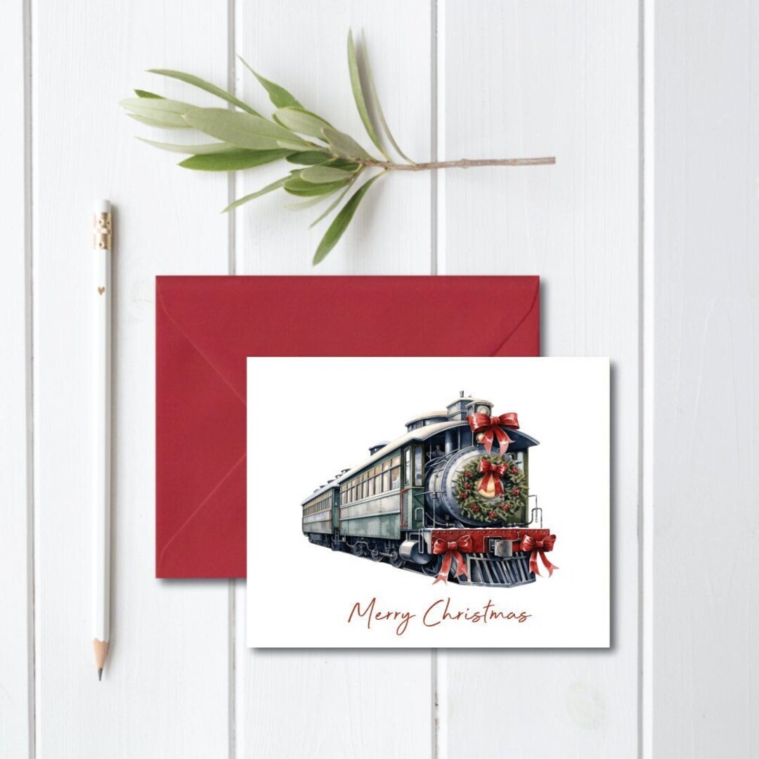 Christmas Cards, Holiday Cards, Watercolor, Train Christmas Cards ...