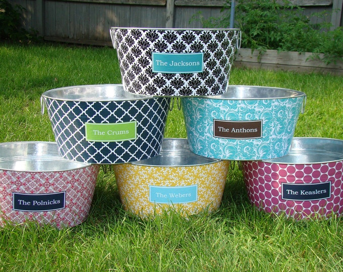 Personalized Party Tub- Round Galvanized Metal Toybin, Willow - Etsy
