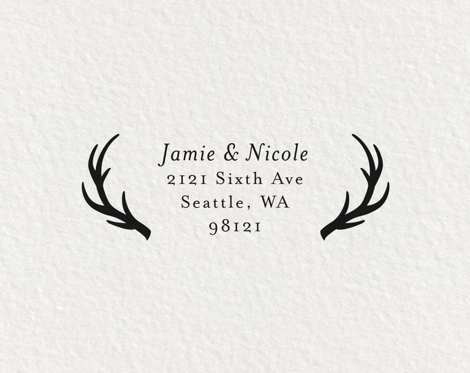 Antler Address Stamp, Deer Self Inking Address Stamp, Personalized ...