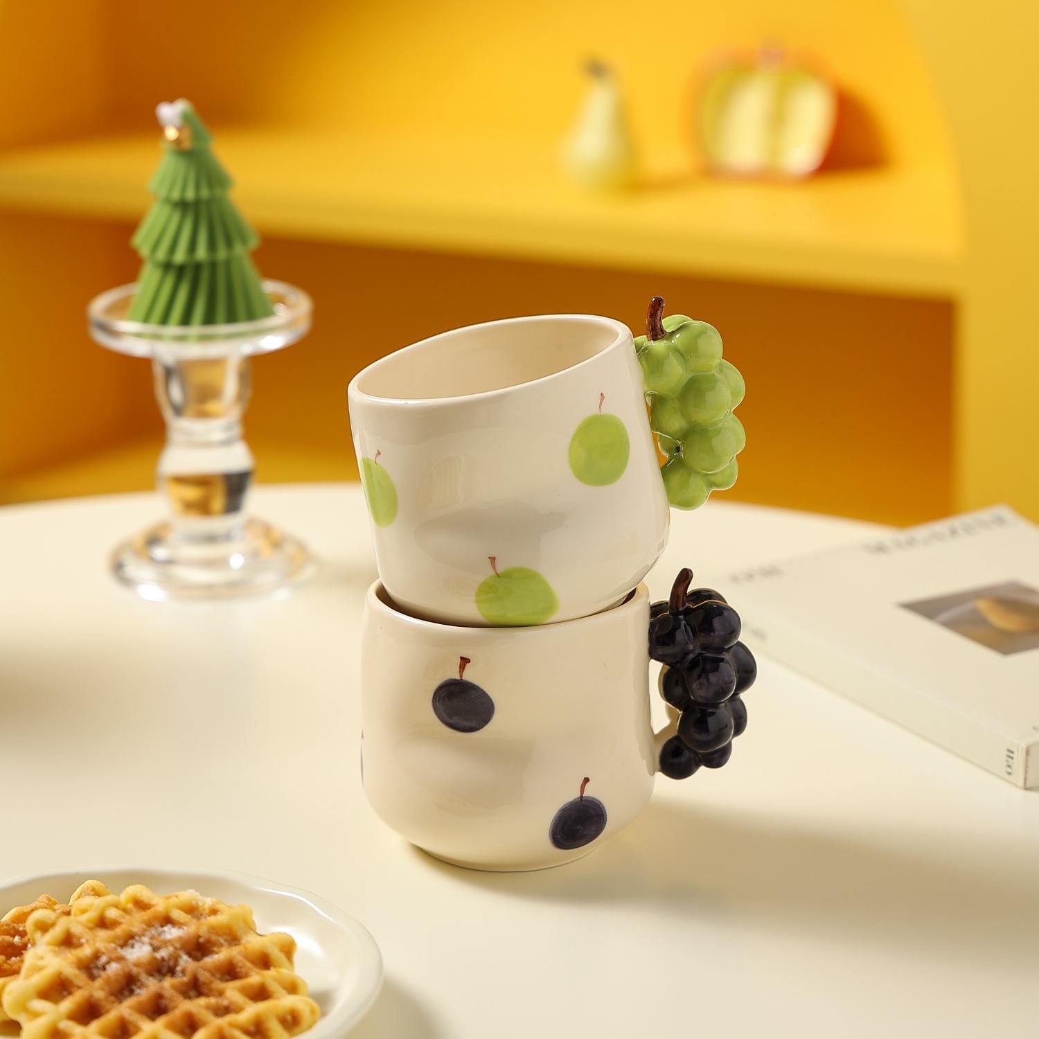 Handmade Ceramic Fruit Handle Mug, Kawaii Coffee Cup (350ml) - Etsy