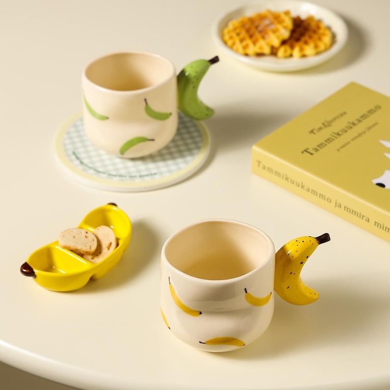 Handmade Ceramic Fruit Handle Mug, Kawaii Coffee Cup (350ml) - Etsy