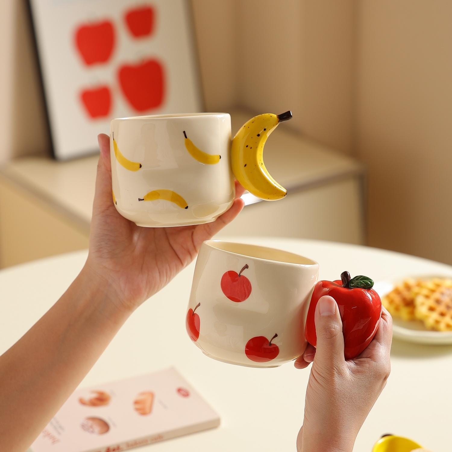 Handmade Ceramic Fruit Handle Mug, Kawaii Coffee Cup (350ml) - Etsy