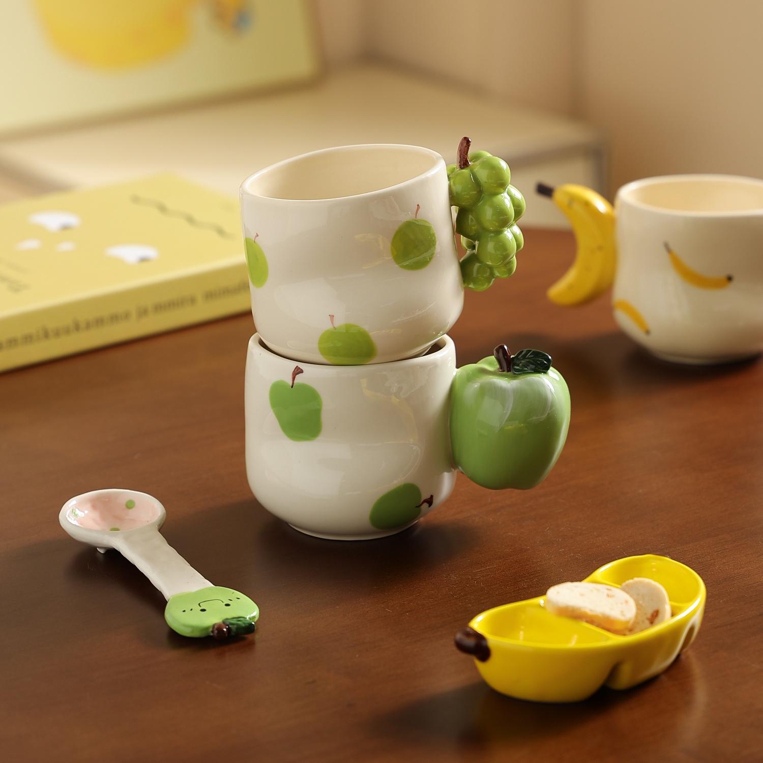 Handmade Ceramic Fruit Handle Mug, Kawaii Coffee Cup (350ml) - Etsy