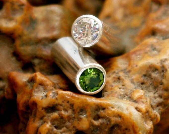 6 Gauge Diamond and Peridot Reversible Plugs - Etsy