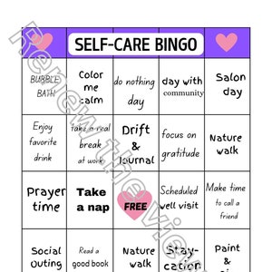 Self-care Bingo Game: Printable Ladies Social Activity (digital ...