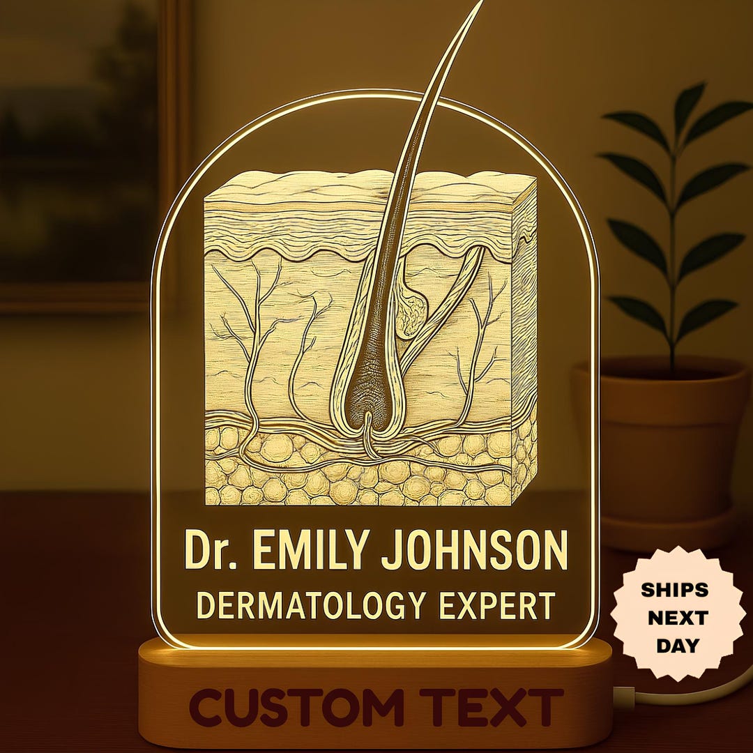 Personalized Dermatologist LED Night Light: Skin Anatomy 3D Lamp ...