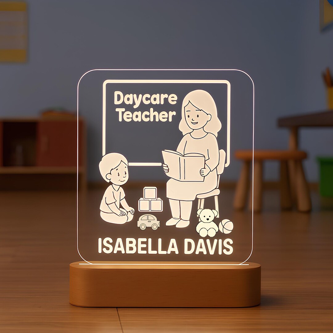 Personalized Daycare Teacher Night Light, Custom LED Lamp for Daycare ...