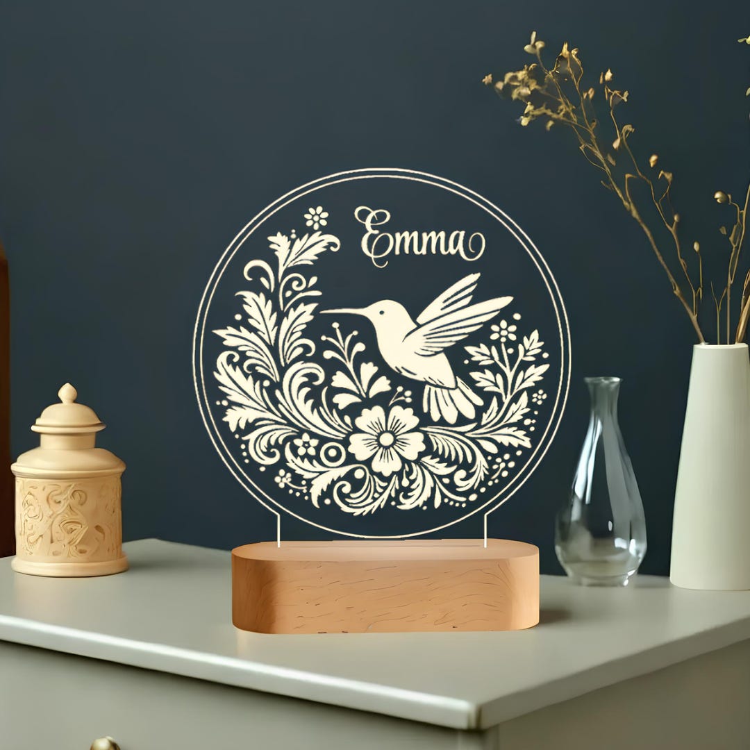 Personalized Hummingbird LED Night Light, Custom Bird Lamp, Unique ...