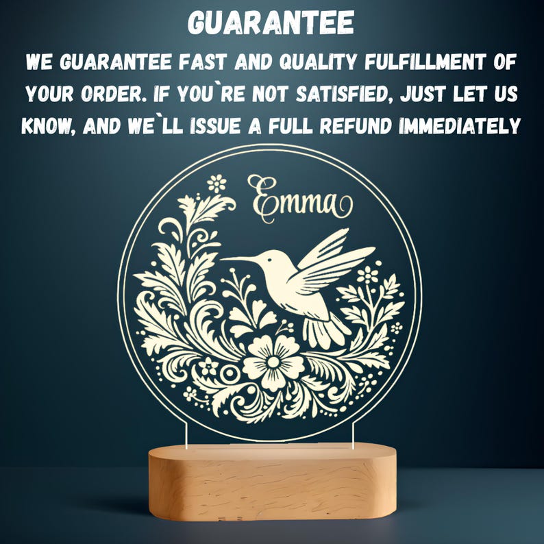 Personalized Hummingbird LED Night Light, Custom Bird Lamp, Unique ...