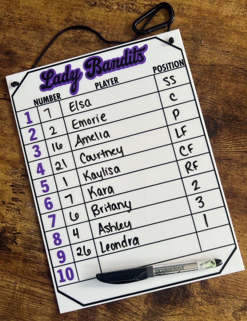 Personalized Reusable Lineup Sheet - Etsy