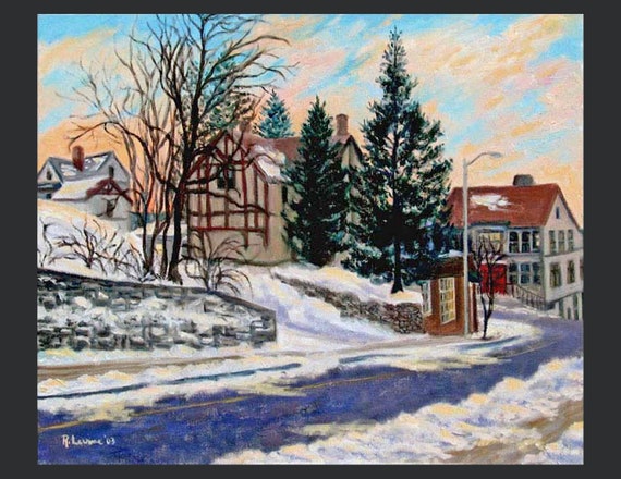 Dobbs Ferry Winter Scene With Library | Etsy