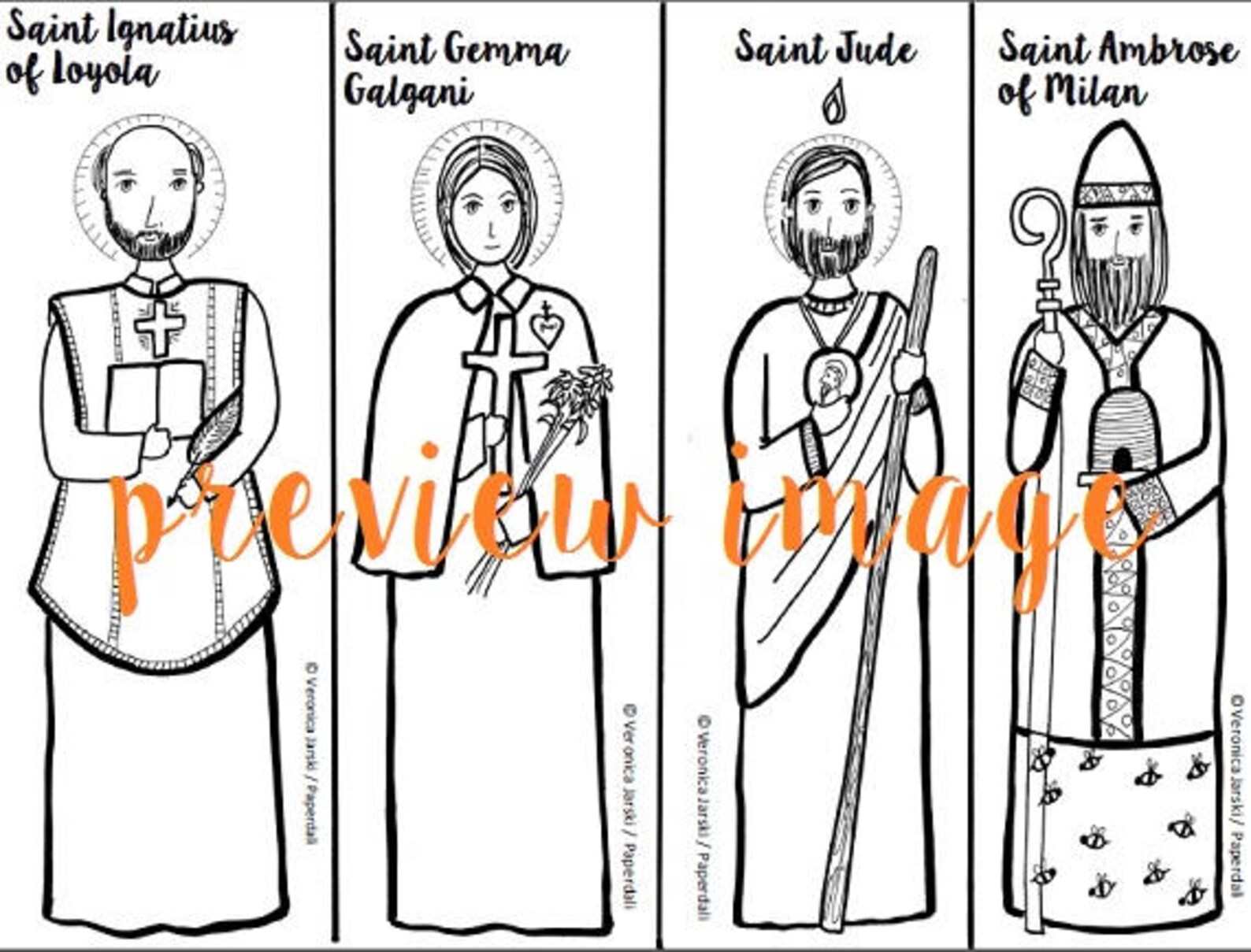 Catholic Saint Bookmarks for Students to Print and Color, Vol. 1 ...