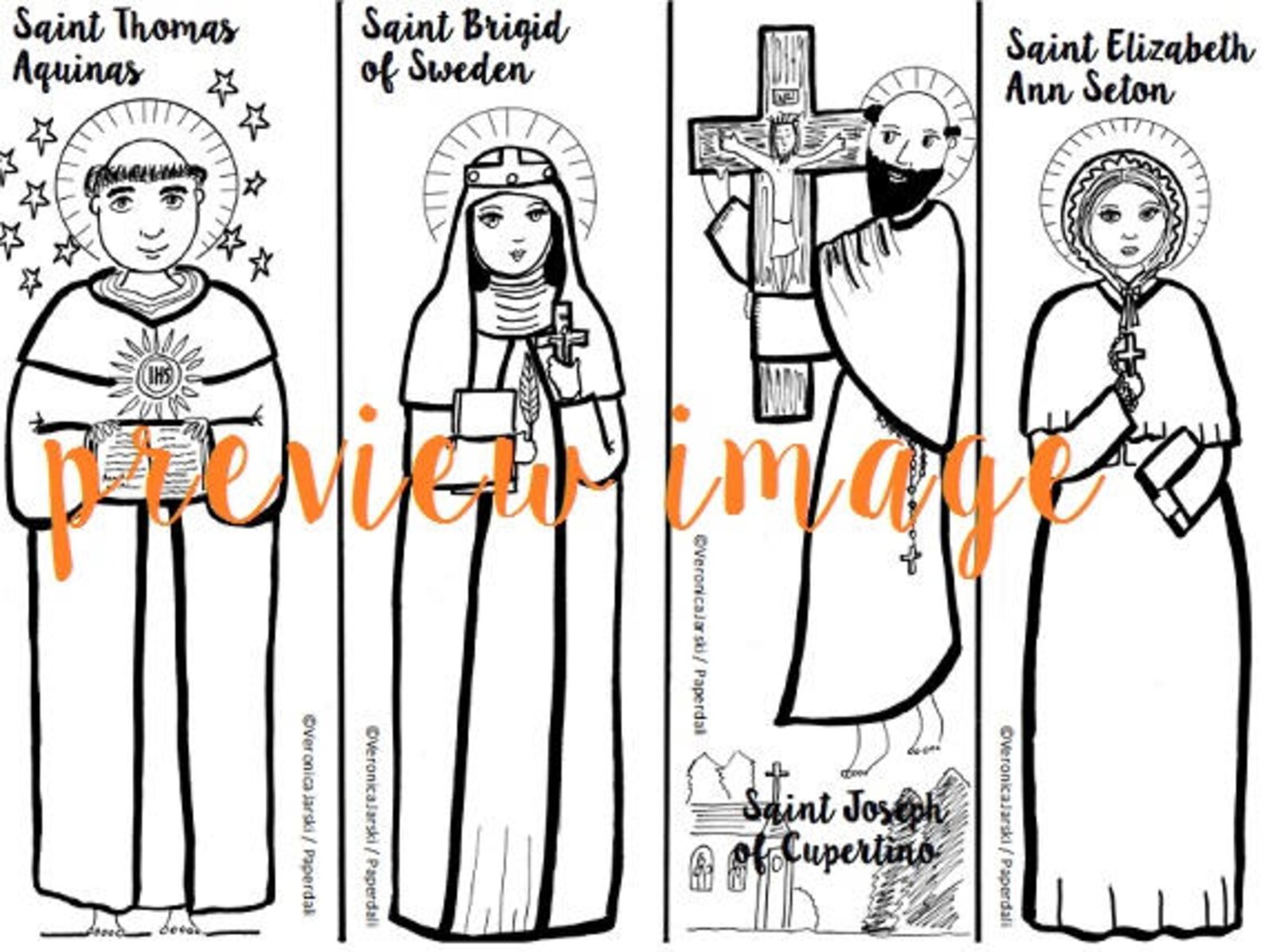 Catholic Saint Bookmarks for Students to Print and Color, Vol. 2 ...