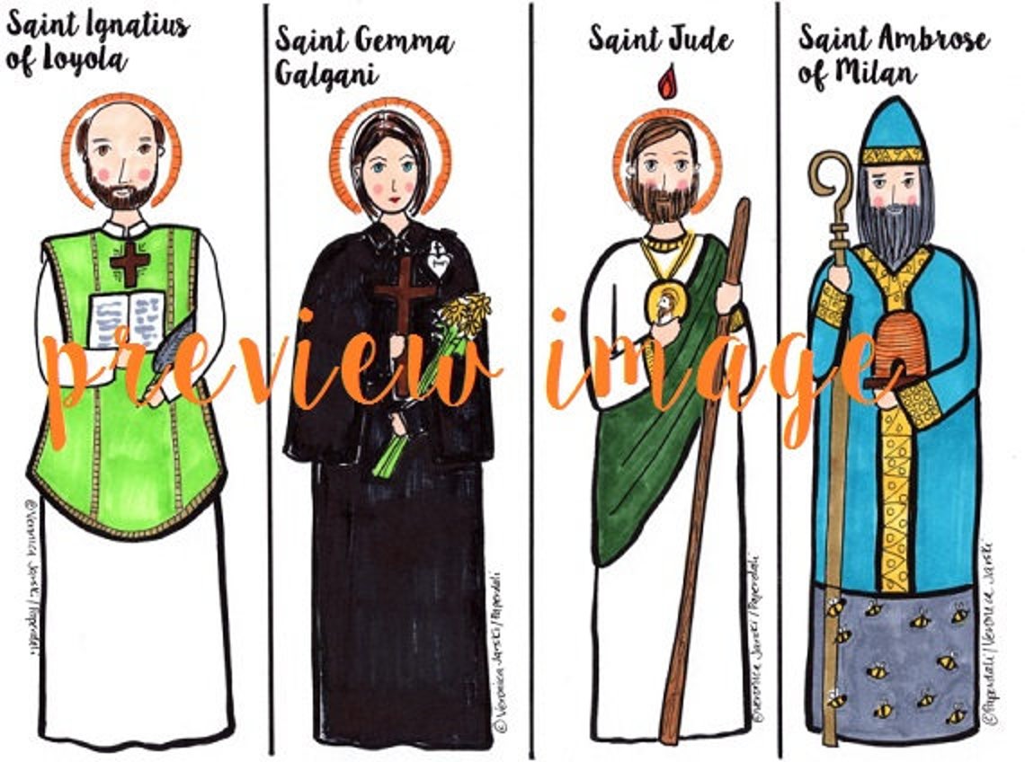 Catholic Saint Bookmarks for Students to Print and Color, Vol. 1 ...