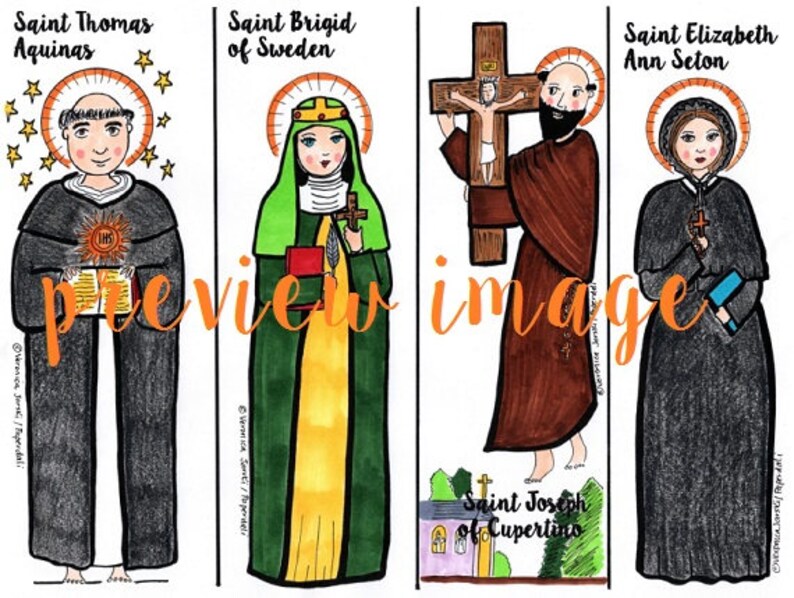 Catholic Saint Bookmarks for Students to Print and Color, Vol. 2 ...