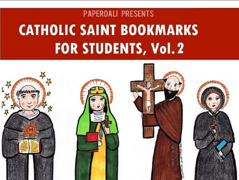 Catholic Saint Bookmarks for Students to Print and Color, Vol. 2 - Etsy