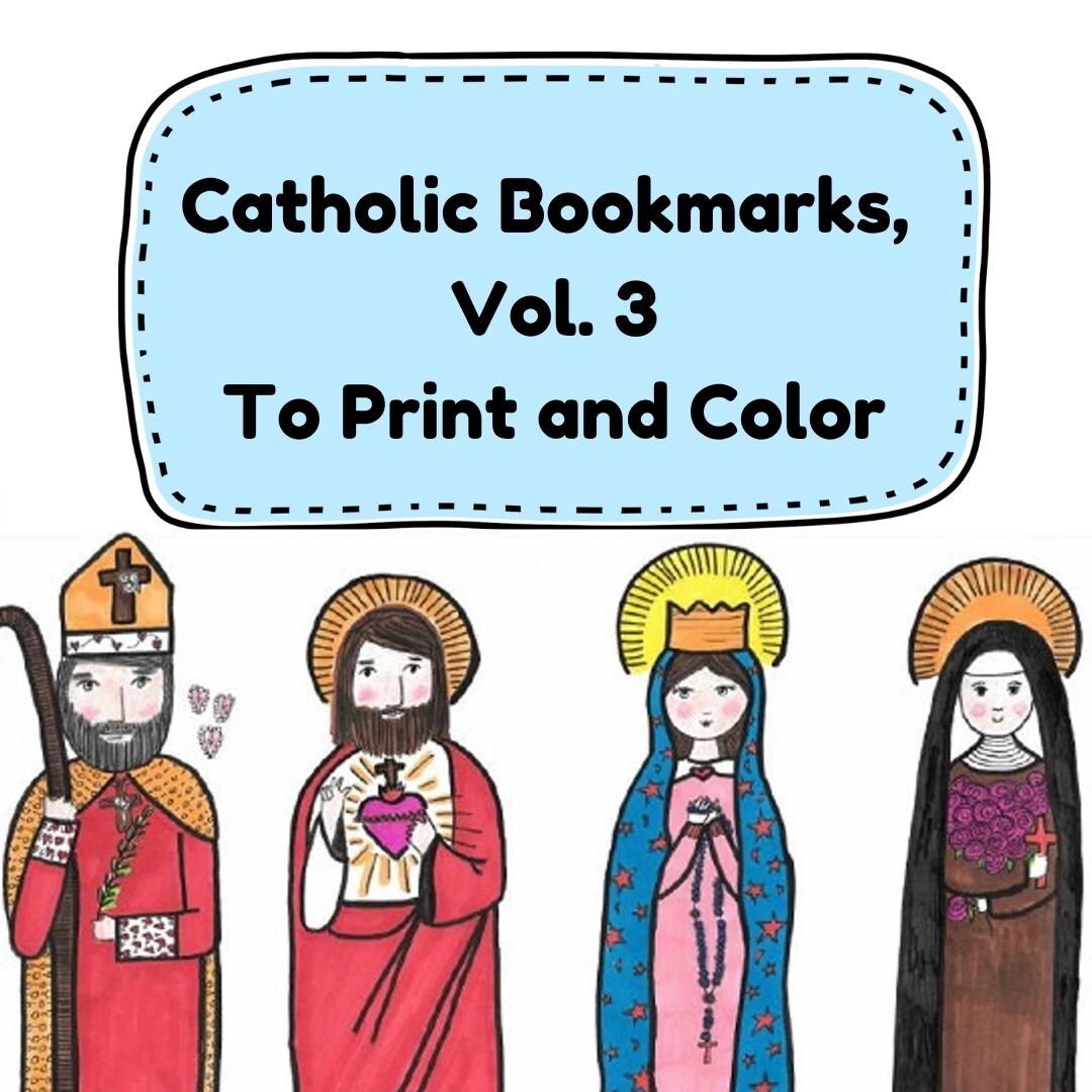 Catholic Saint Bookmarks to Color or Print Out | Printable | Digital ...